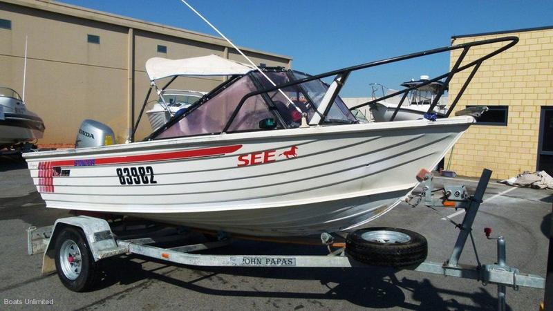 STACER 414 SEAHAWK HONDA 50 HP REPOWERED IN 2004... VERY LOW ... STACER 414 SEAHAWK HONDA 50 HP REPOWERED IN 2004... VERY LOW ...